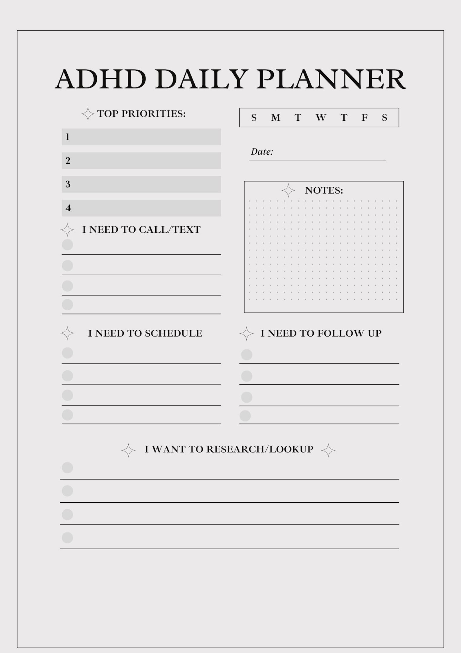 Printable Adhd-friendly To-do List - Etsy