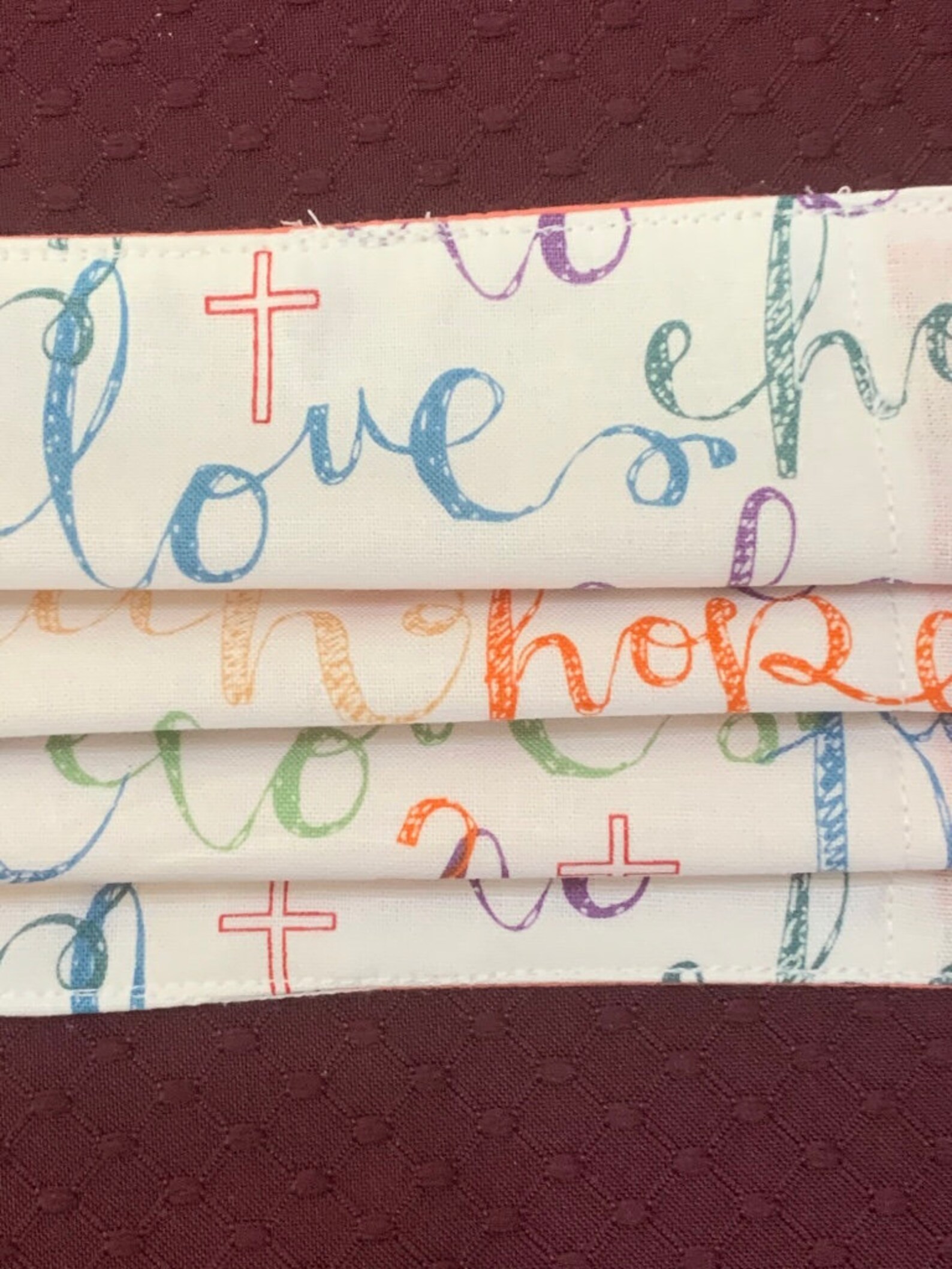 Faith Hope and Love White and Coral Multicolored Cotton Reversible ...