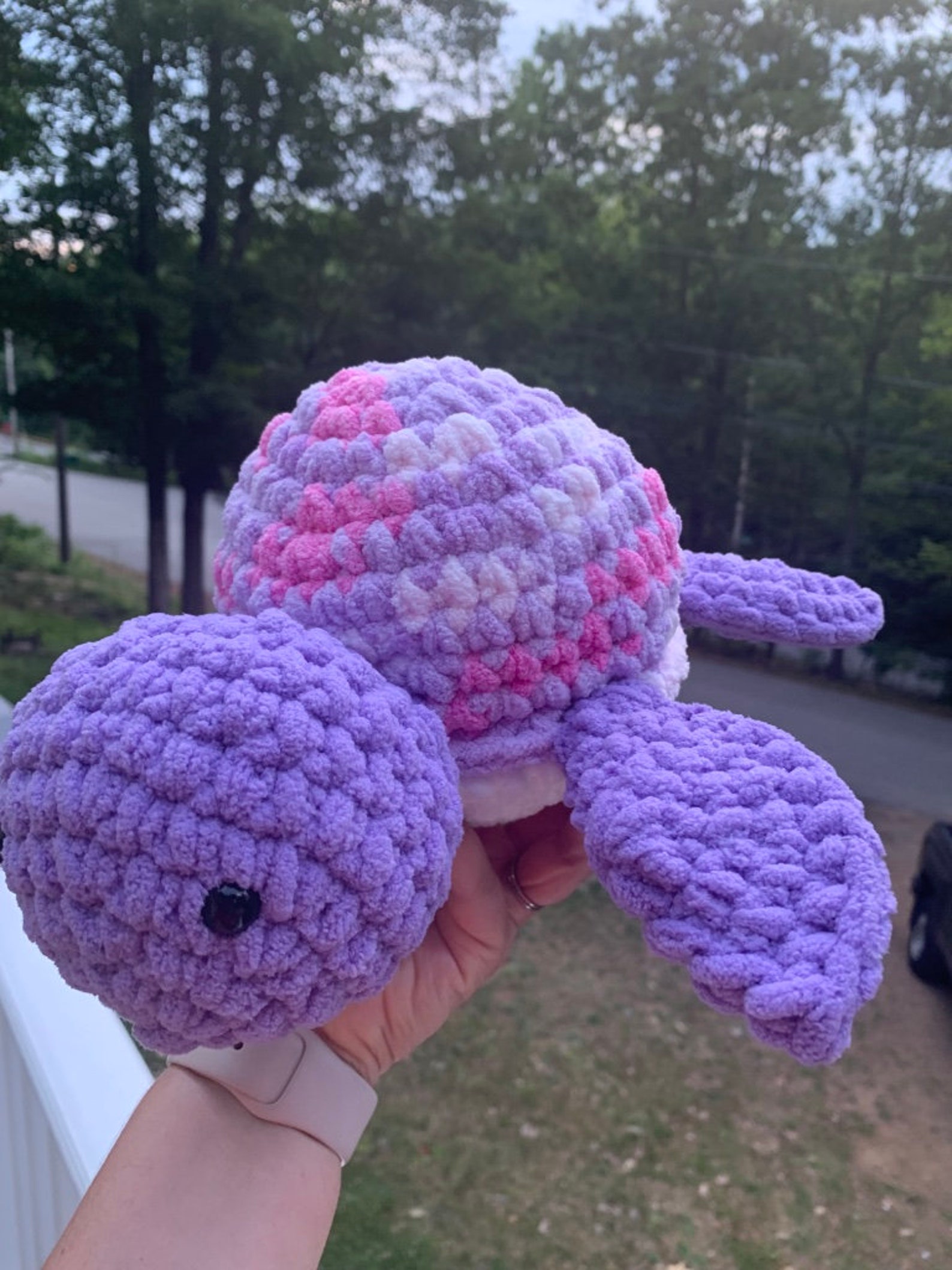 Soft Chunky Crochet Purple and Pink Turtle Plushie Amigurumi - Etsy