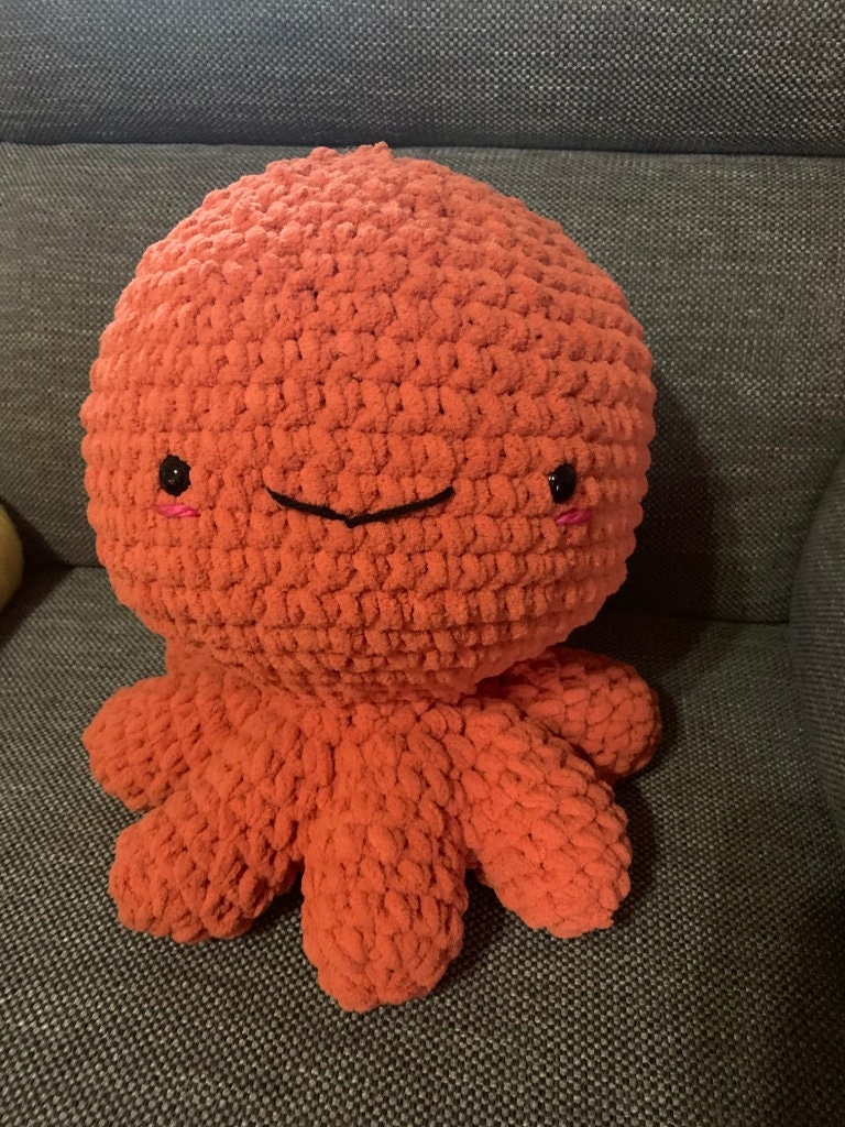 Large Soft Chunky Octopus Crochet Plushie Amigurumi Fluffy Chubby ...