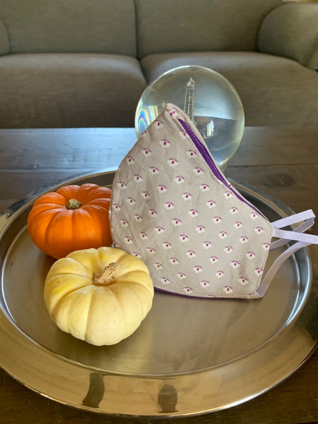 Purple and Gray Fitted Reusable Face Mask (adult S/M) - Etsy