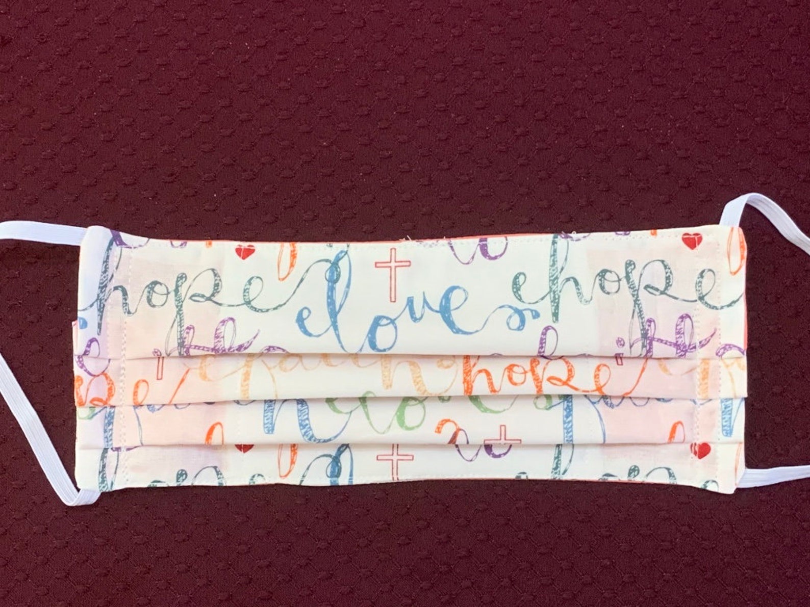 Faith Hope and Love White and Coral Multicolored Cotton Reversible ...