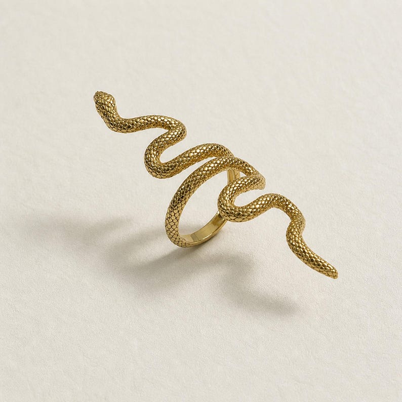 Snake Ring Gold Plated Sterling Silver Adjustable - Etsy