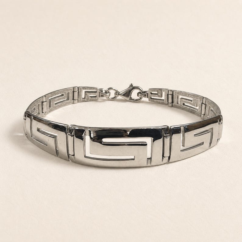 Greek Meander Bracelet Sterling Silver - Etsy