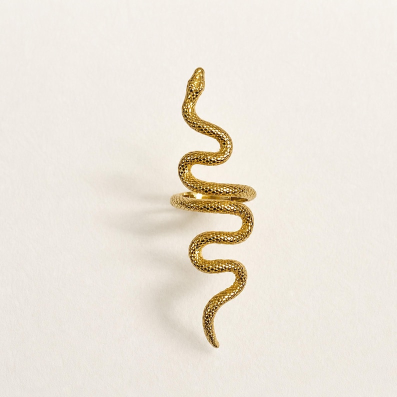 Snake Ring Gold Plated Sterling Silver Adjustable - Etsy