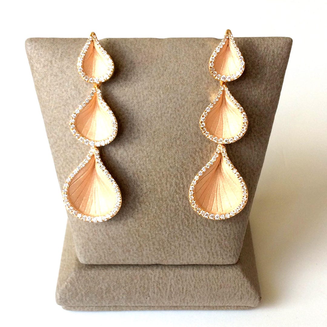 Annamaria Cammilli 18k Beige Gold Diamond Earrings: Italian Designer ...