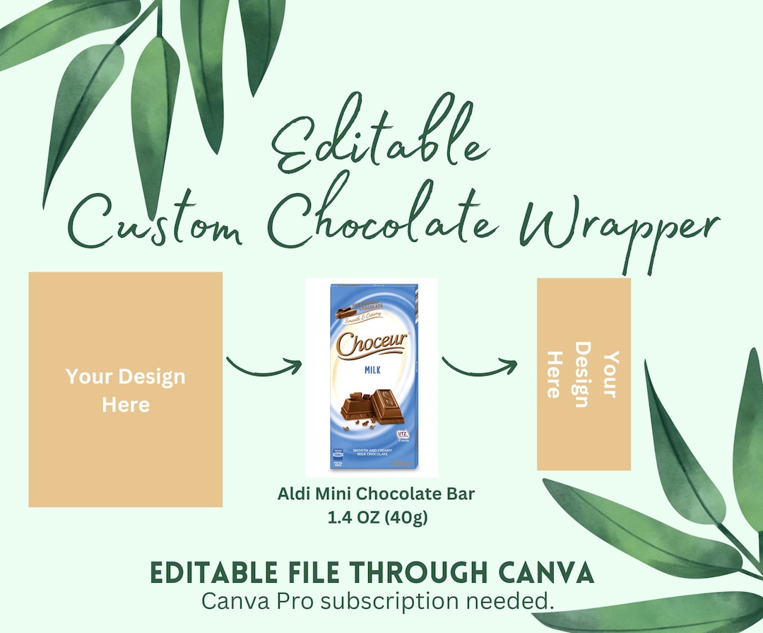 Editable Customised Chocolate Wrapper Template With CANVA 1.4oz 40g ...