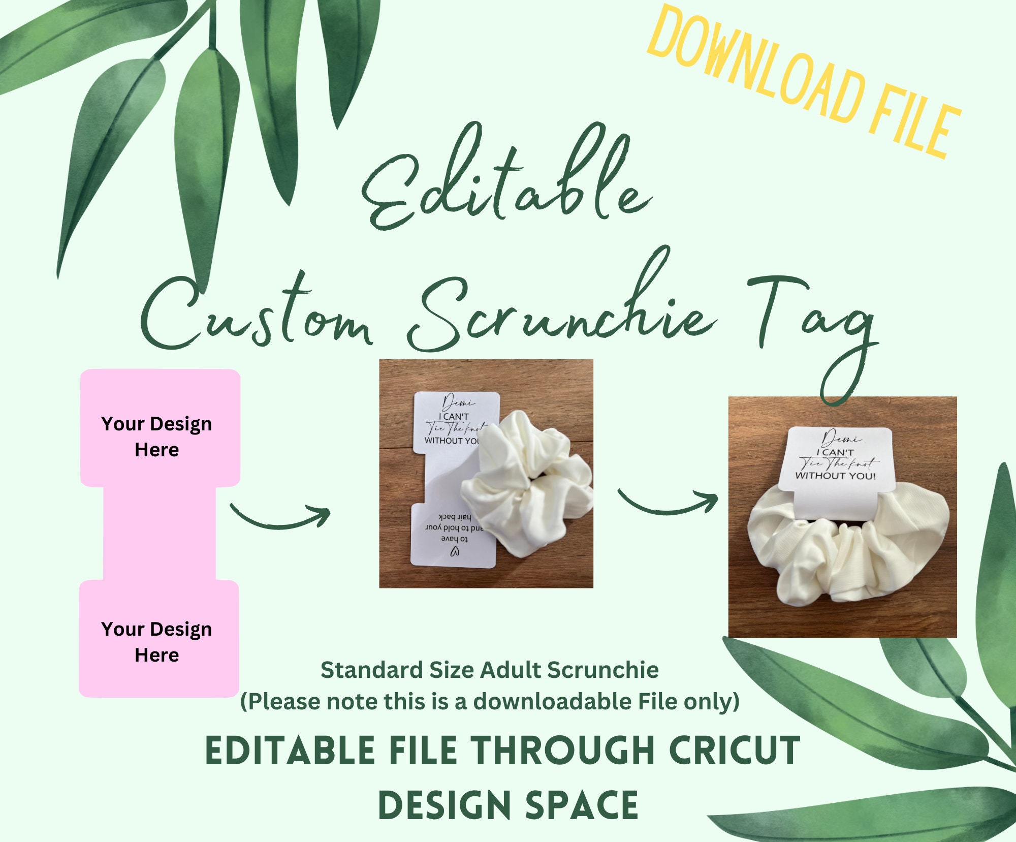 Scrunchie Tag Template SVG Download File Cricut Silhouette Gift Tag ...
