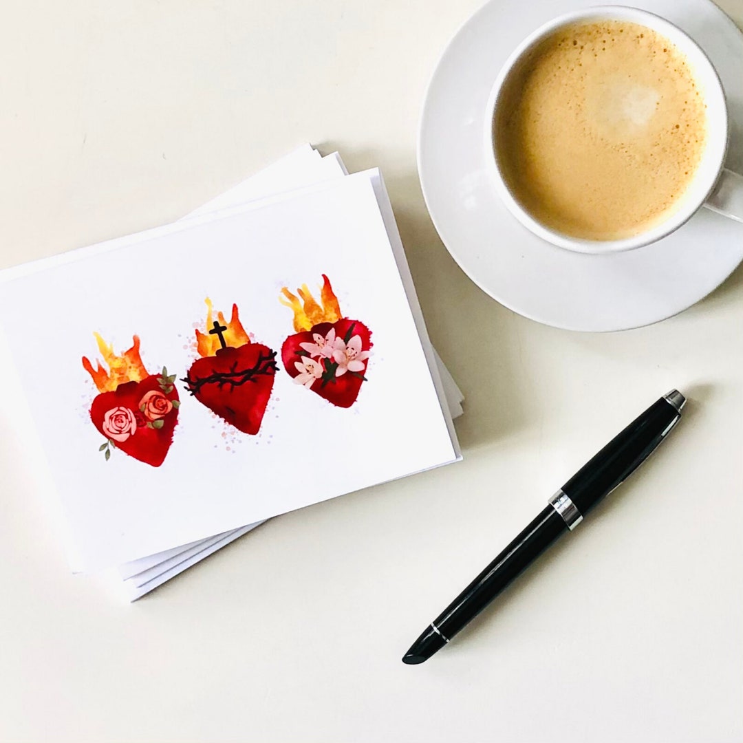 Hearts of the Holy Family | Catholic Note Cards | Set of 8 - Etsy