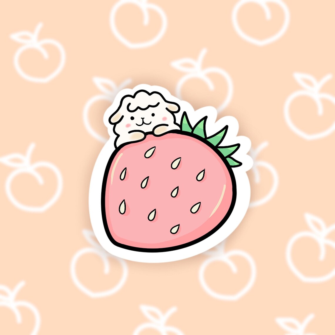 Strawberry Sheep //stationary Glossy Vinyl Free Shipping - Etsy