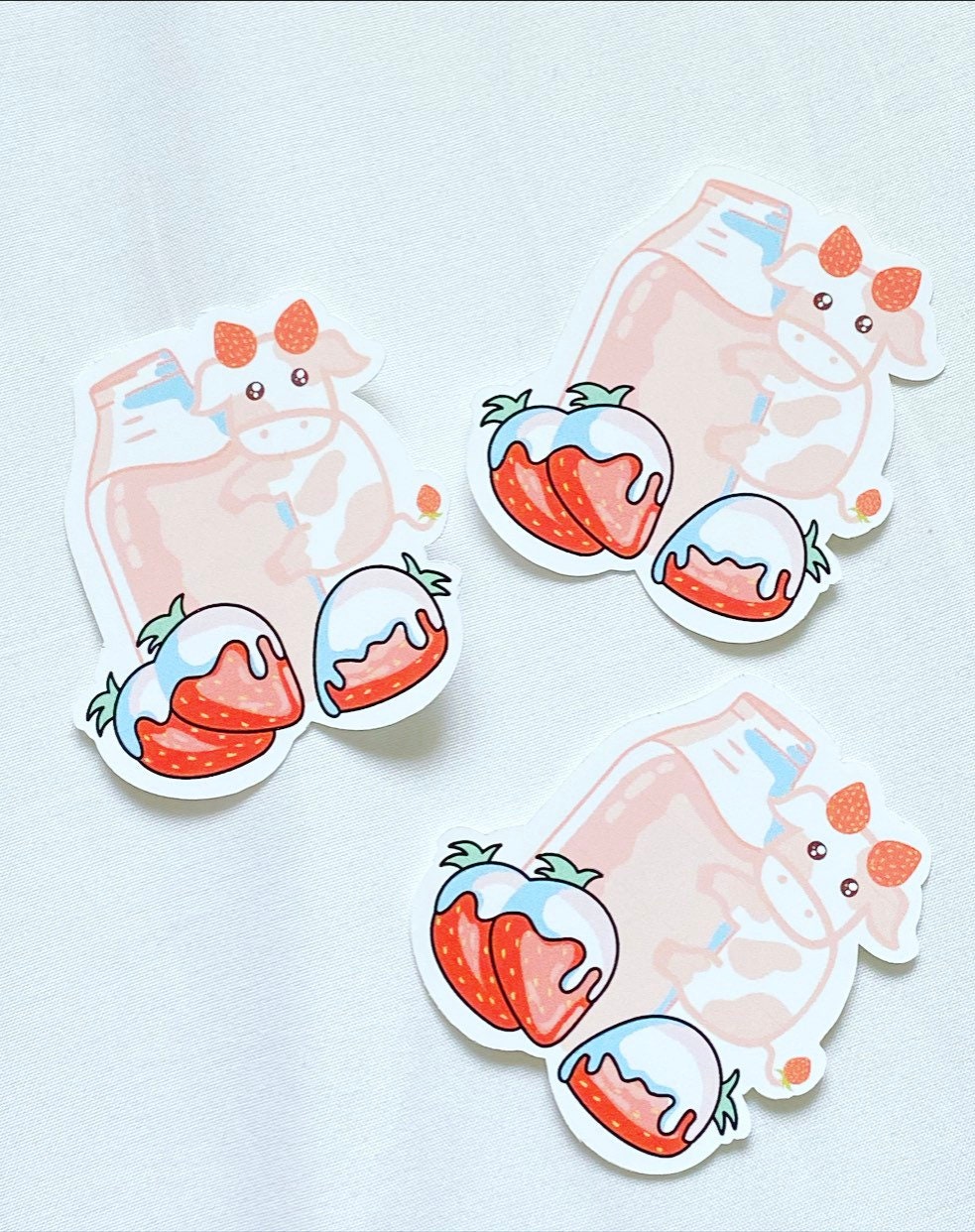 Strawberry Milk Cow Sticker // aardbeien koe stickers melk | Etsy