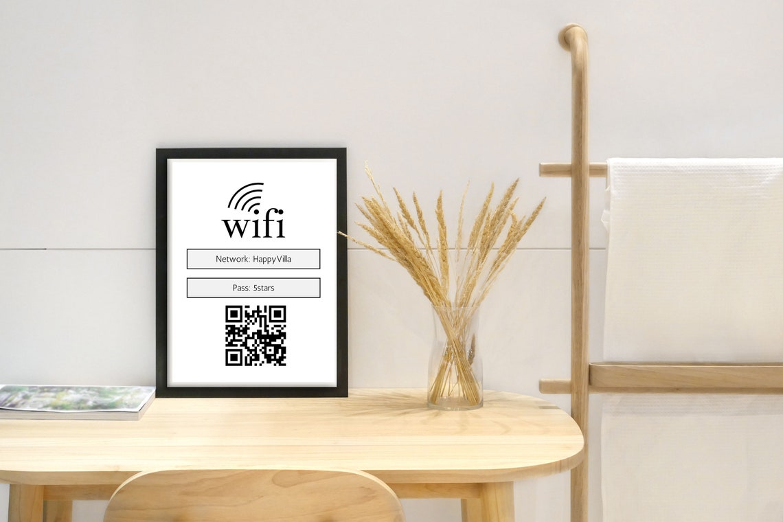 Wifi Sign, Wifi Password Sign, Wifi Sign QR Code, Wifi QR Code, Airbnb ...