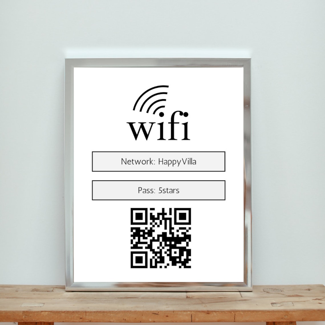 Wifi Sign, Wifi Password Sign, Wifi Sign QR Code, Wifi QR Code, Airbnb ...