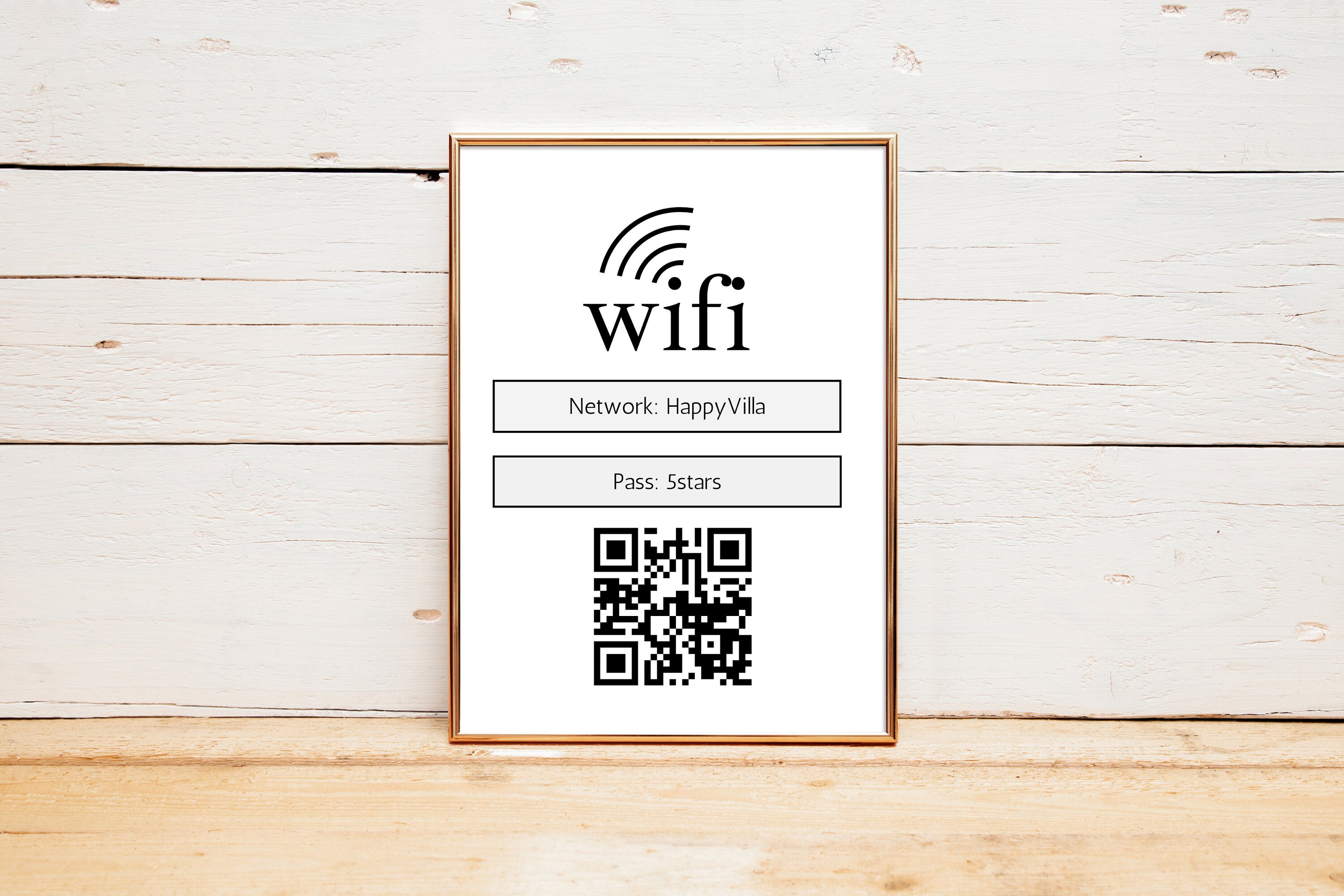 Wifi Sign, Wifi Password Sign, Wifi Sign QR Code, Wifi QR Code, Airbnb ...