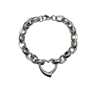 Silver Chain Heart Bracelet - Etsy