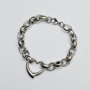 Silver Chain Heart Bracelet - Etsy