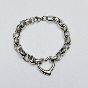 Silver Chain Heart Bracelet - Etsy