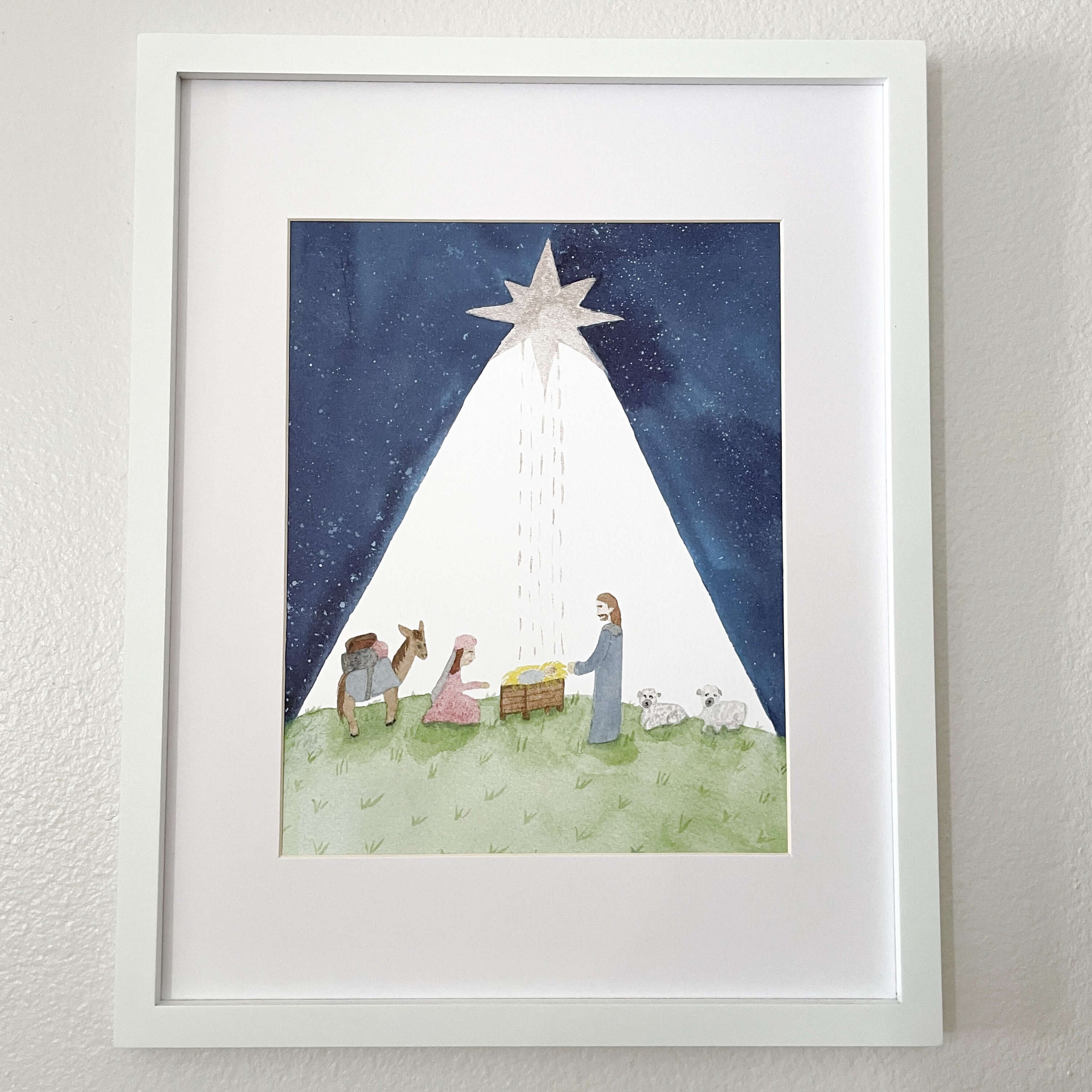 Starry Night Christmas Nativity Art Print - Etsy