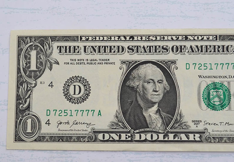One Dollar Bill Lucky 7777 Fancy Serial Number - Etsy