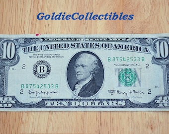 1963 Ten Dollar Bill - Etsy
