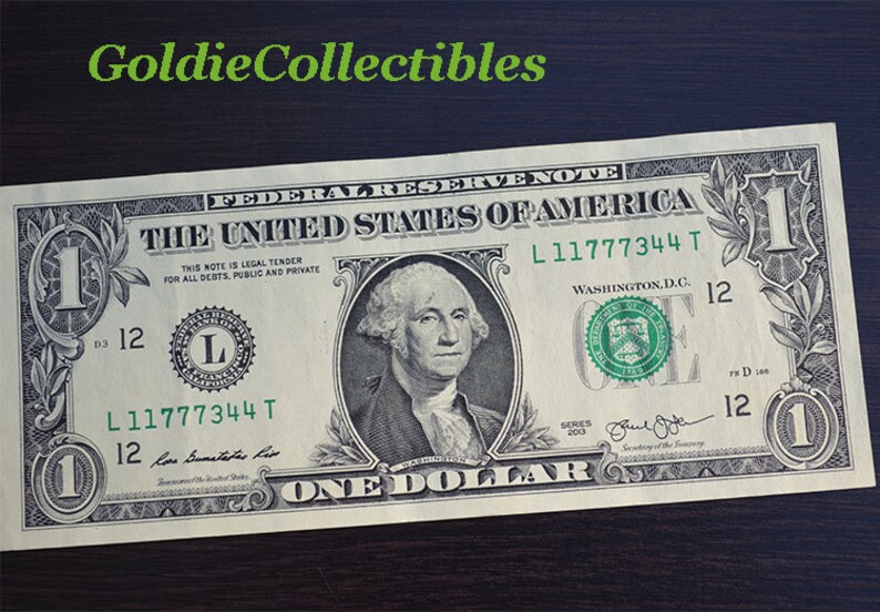1 Dollar Bill Rare One Dollar Fancy Serial Number Banknote | Etsy