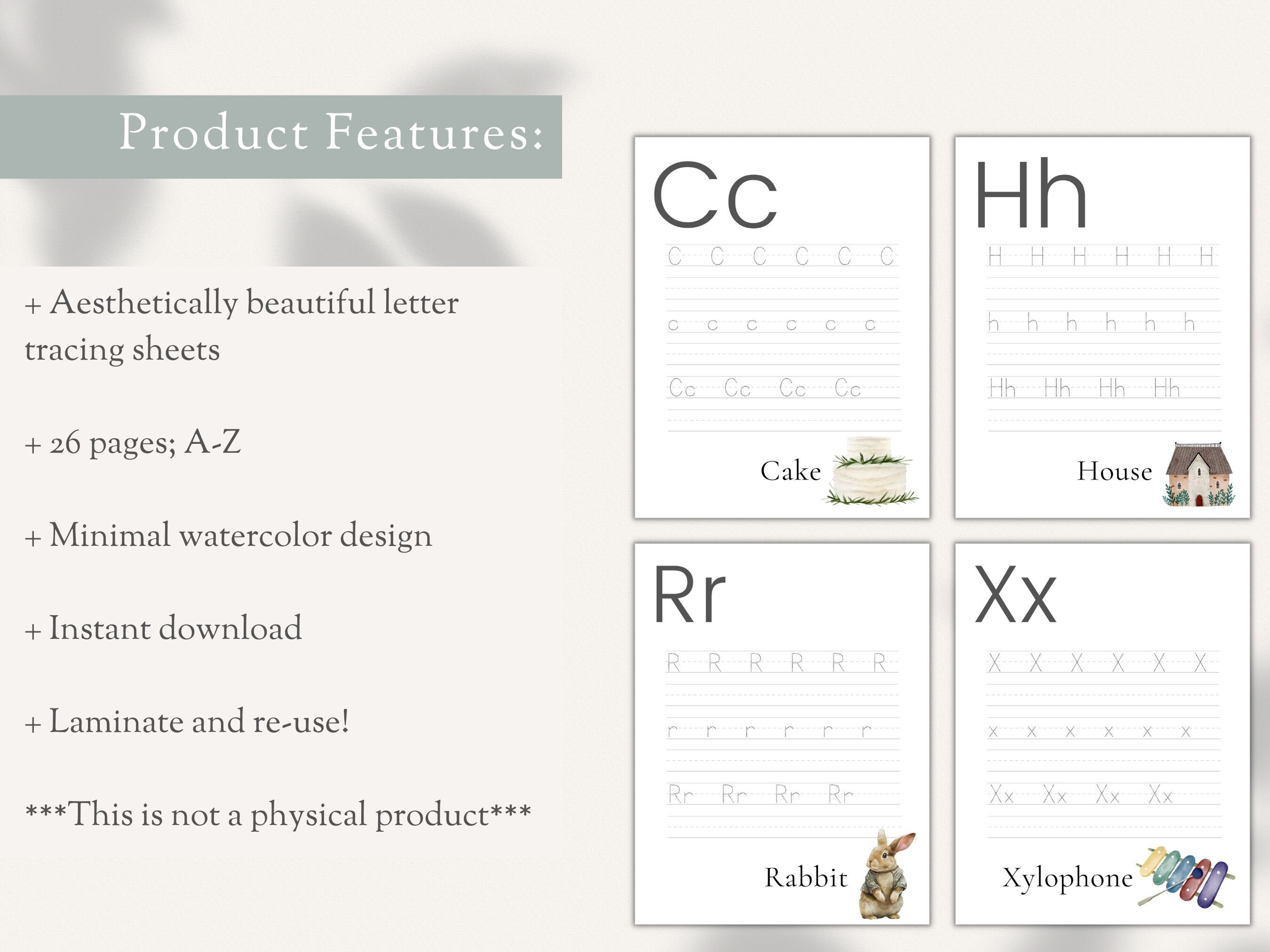 Alphabet Tracing Sheets | Minimal + Aesthetic - Etsy
