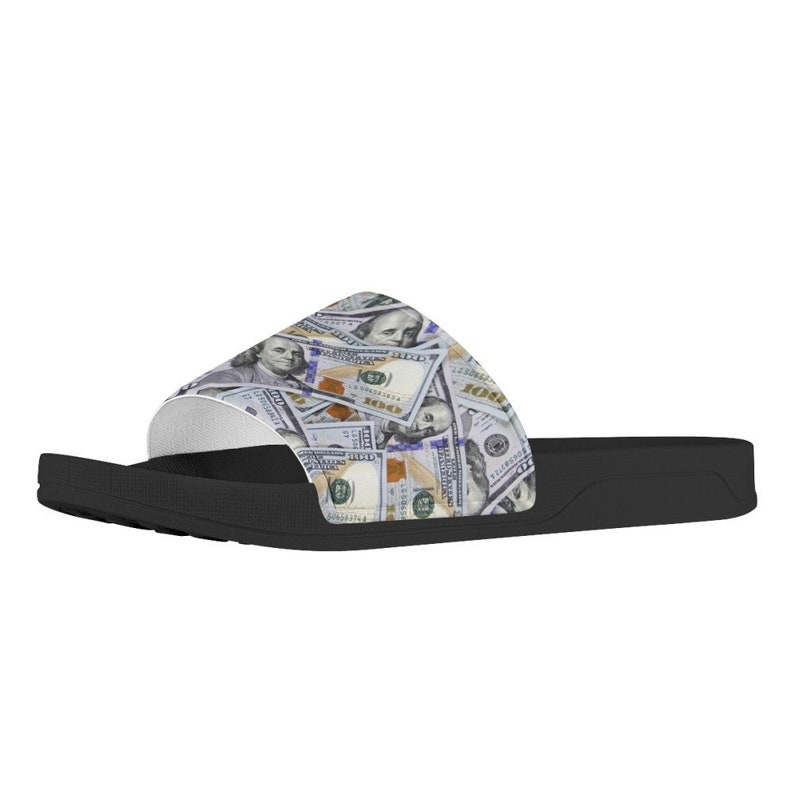 Trendy American 100 US Dollar Bill Black Slide Sandals - Etsy