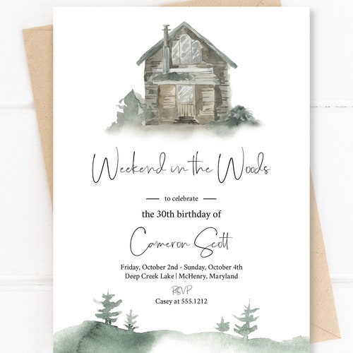 Weekend in the Woods Invitation Cabin in the Woods Invite - Etsy
