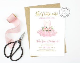 Tutu Birthday Invitation - Etsy