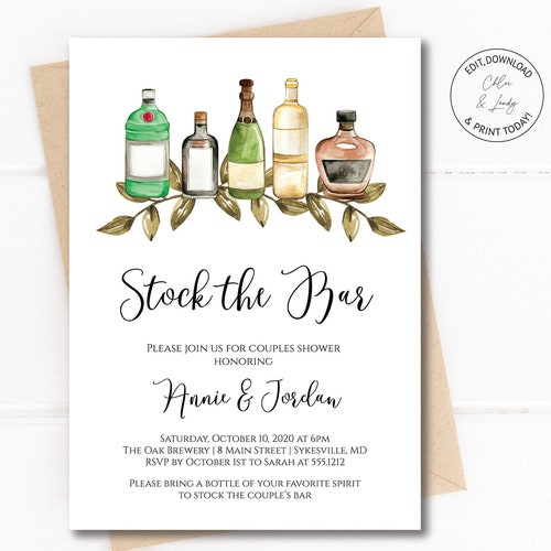 Stock the Bar Party Invitation Wedding Shower Invitation - Etsy
