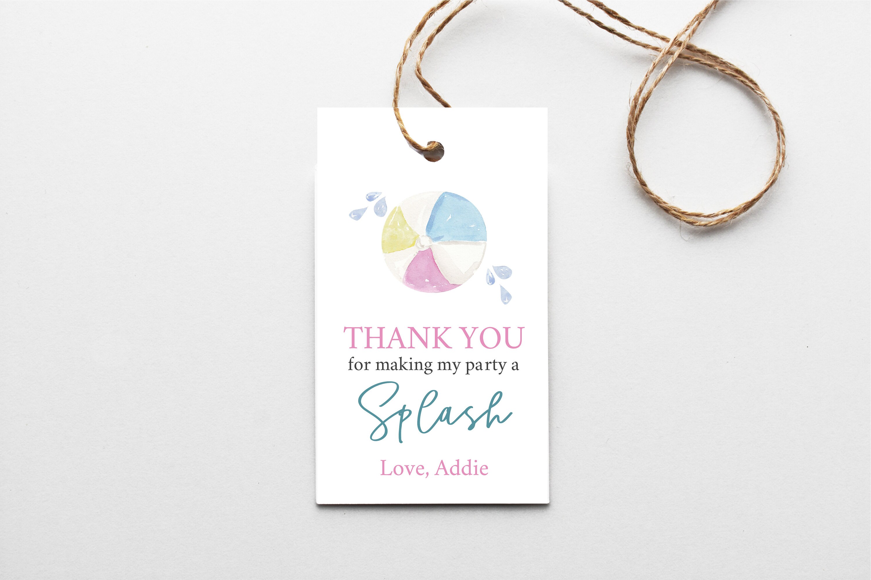 Pool Party Favor Tag Template Beach Ball Favor Tag Instant - Etsy