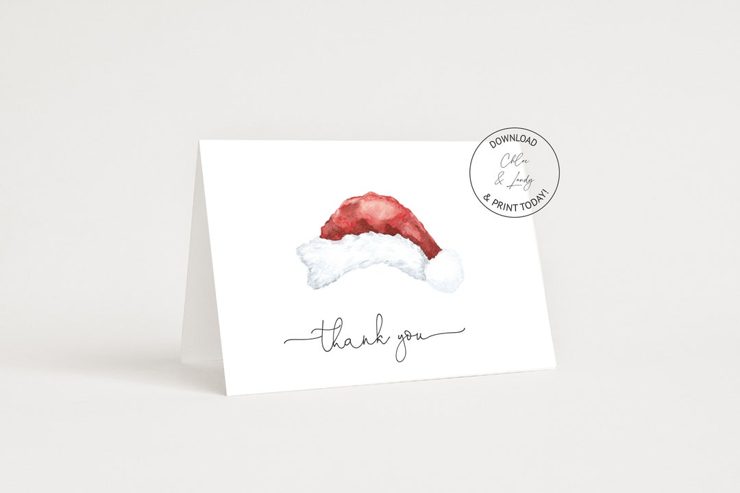 Santa Hat Thank You Card | Christmas Thank You Notes | Printable ...