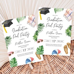 Graduation Pool Party Invitation | High School Grad Pool Party ...