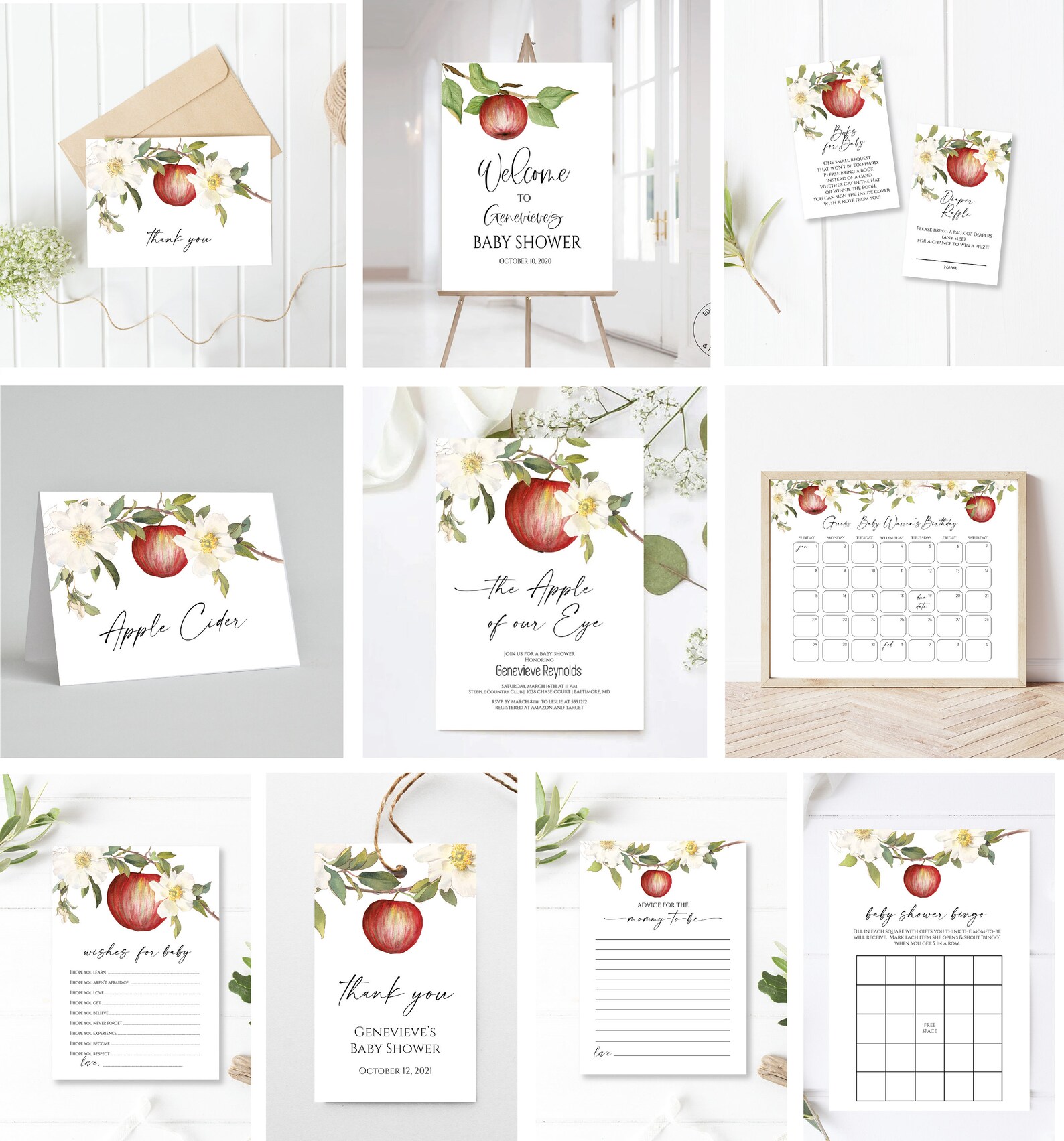 Apple Baby Shower Invitation Bundle Apple of My Eye Baby - Etsy
