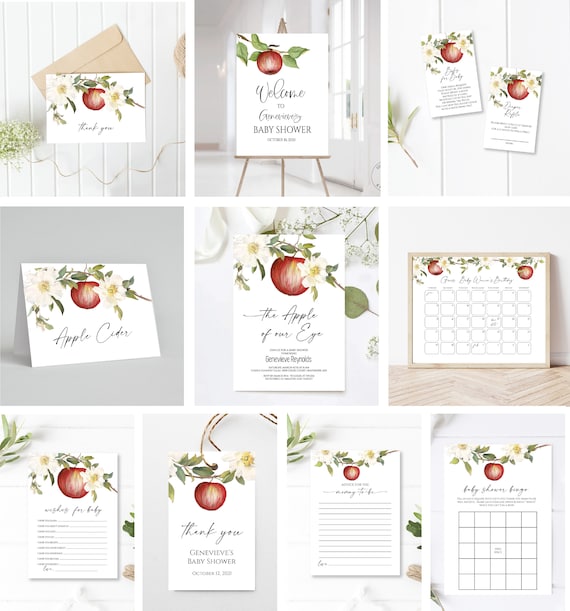 Apple Baby Shower Invitation Bundle Apple of My Eye Baby - Etsy