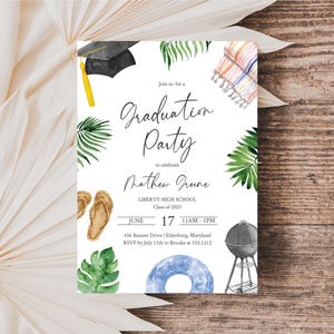 Graduation Pool Party Invitation | High School Grad Pool Party ...