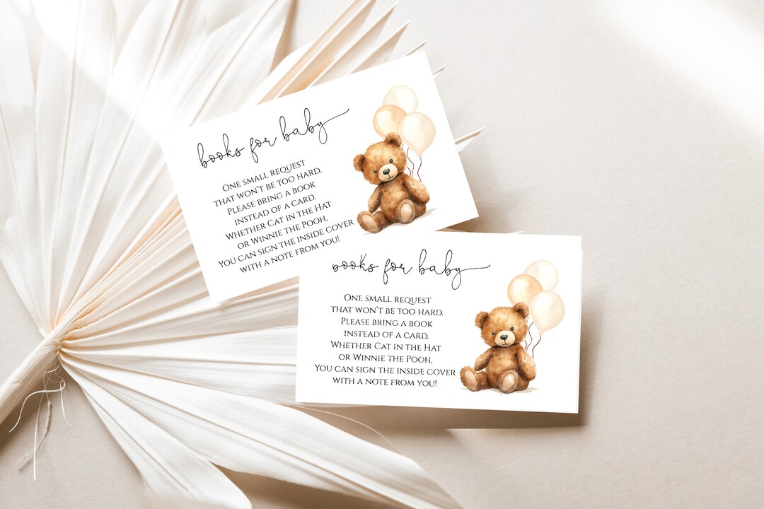 Books Instead of a Card Insert | Teddy Bear Book Insert | Editable ...