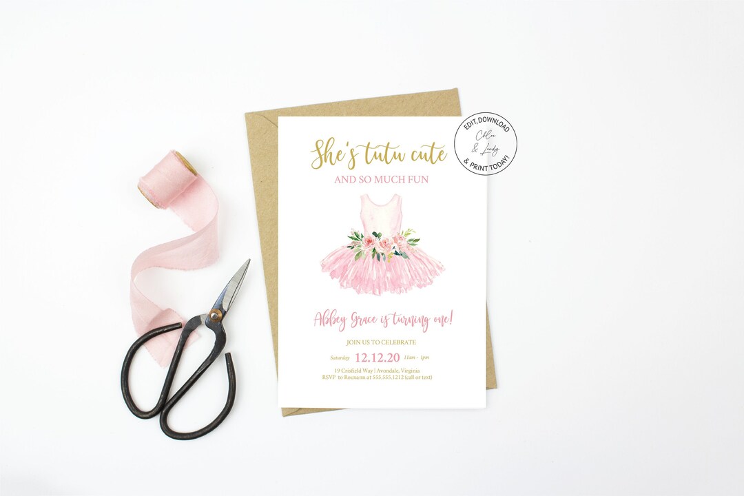 Tutu Birthday Invitation | 1st Birthday Invite | Ballet Tutu Cute ...
