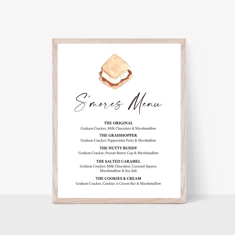 Smores Menu - Etsy