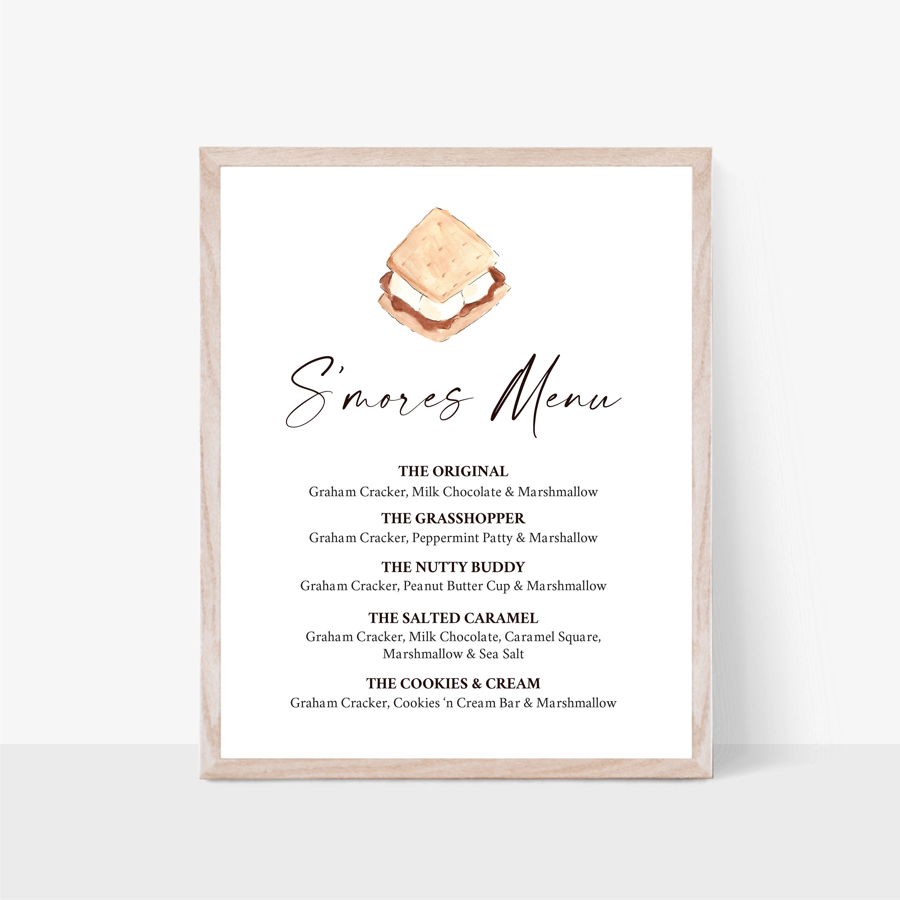 S'mores Menu Printable Smores Bar Sign Editable Smores | Etsy