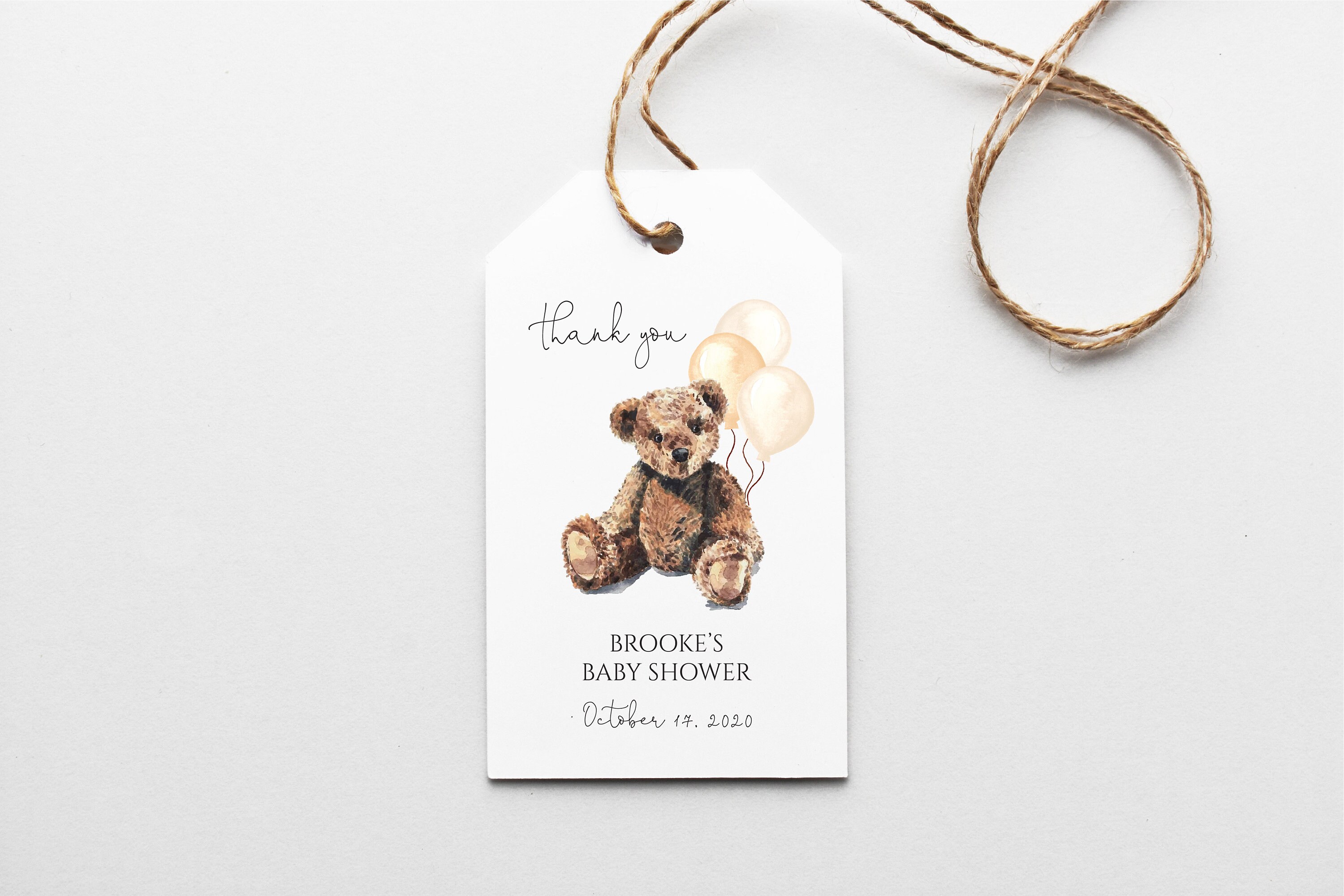 Teddy Bear Favor Tag Baby Bear Thank You Tag Printable | Etsy