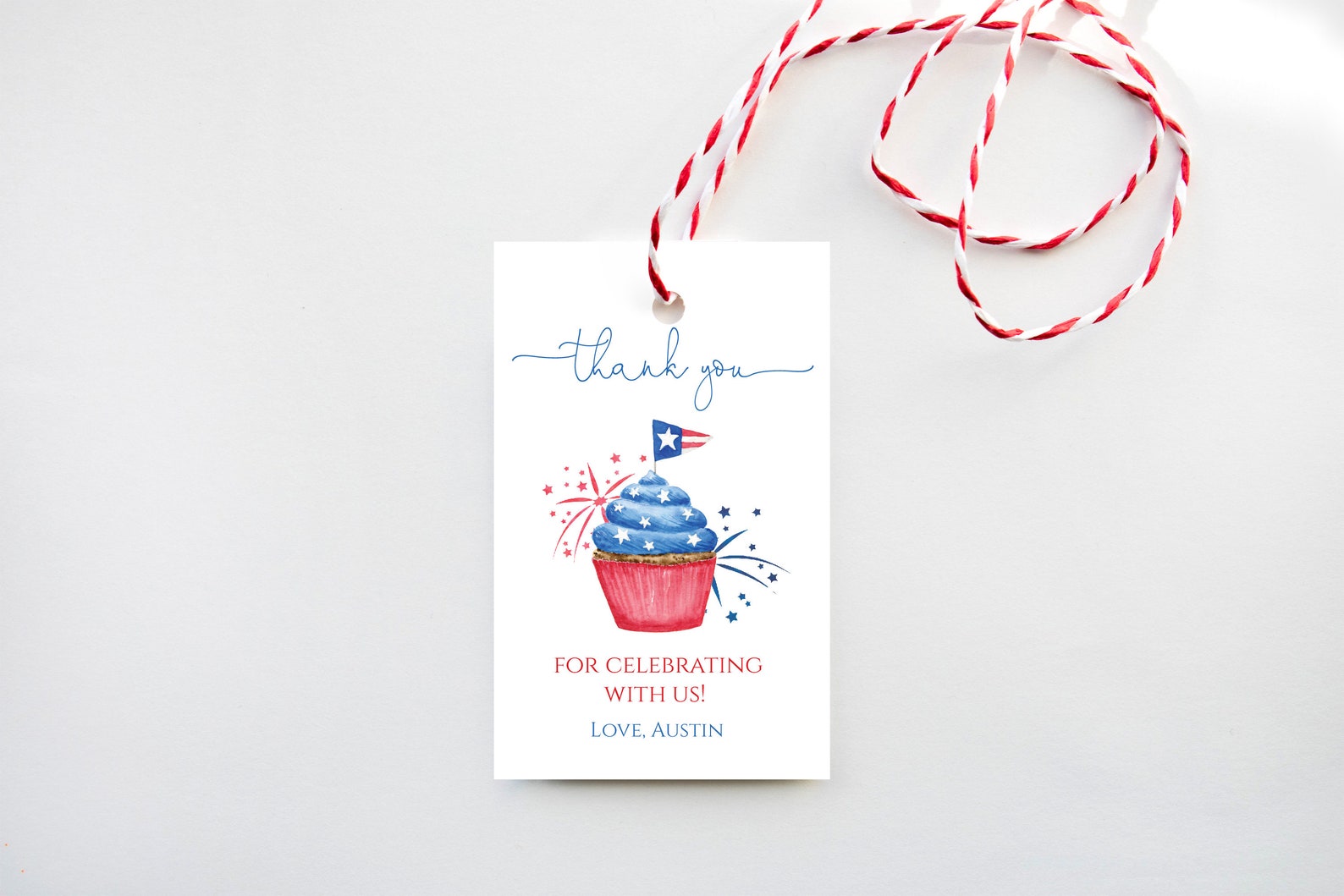 Red White and Blue Favor Tag Red White and Two Tag July - Etsy