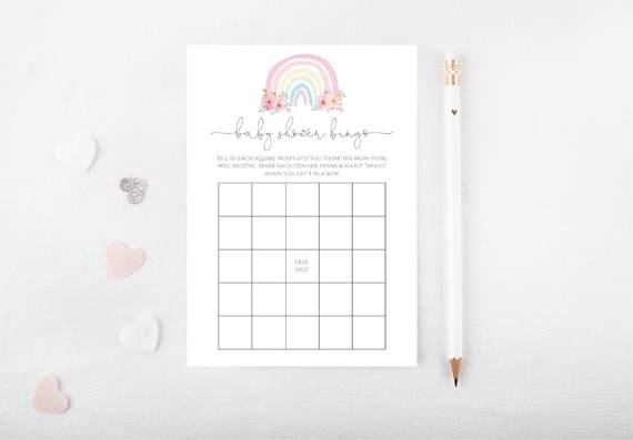 Rainbow Baby Bingo Shower Game Rainbow Baby Shower Game - Etsy