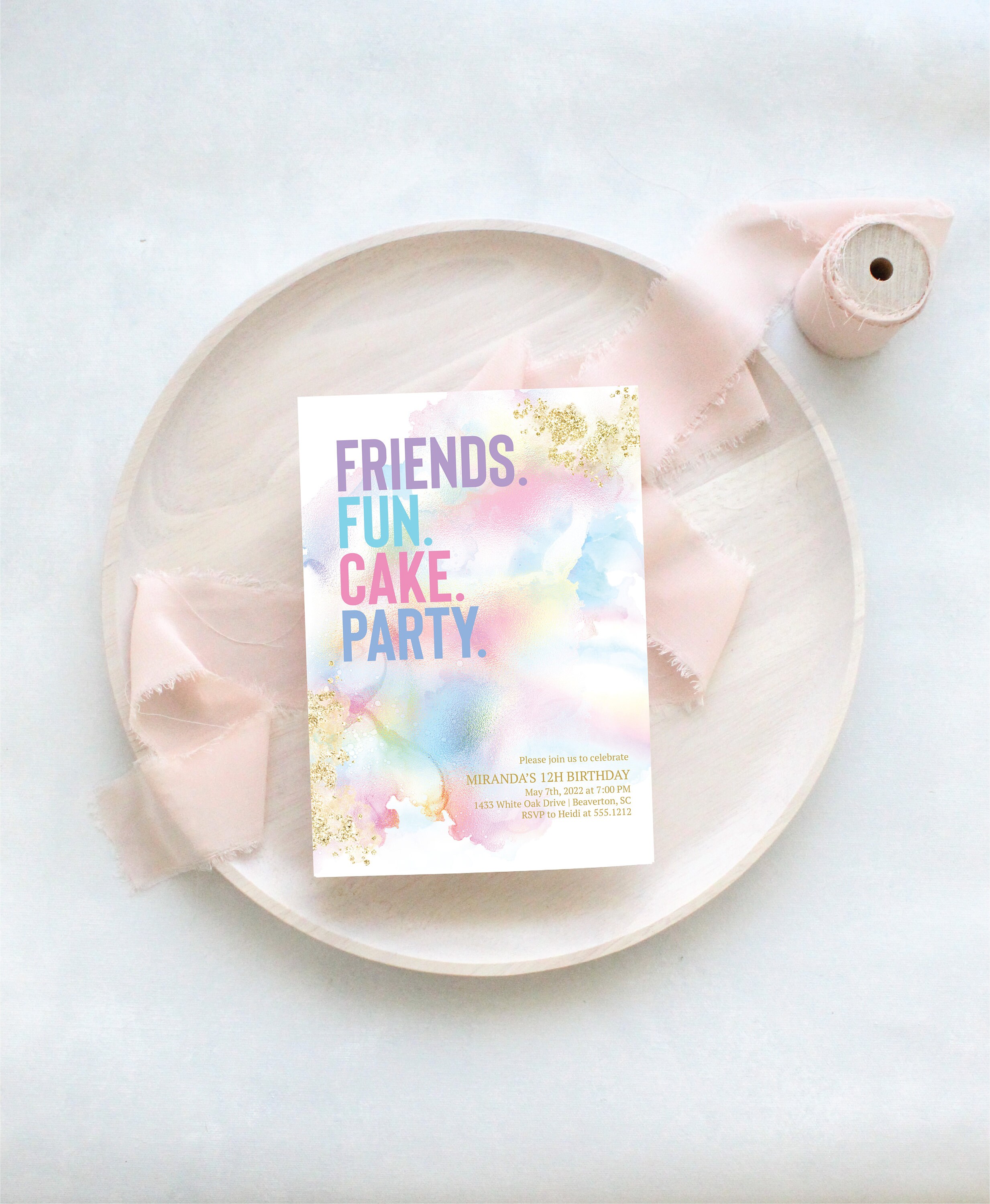 Colorful Girl Birthday Party Invite Tween Girl Birthday - Etsy