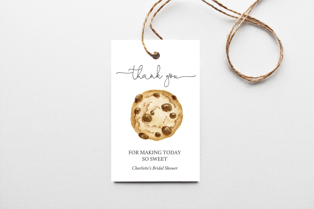 Chocolate Chip Cookie Favor Tag | Sweet Treat Thank You Tag | Printable ...