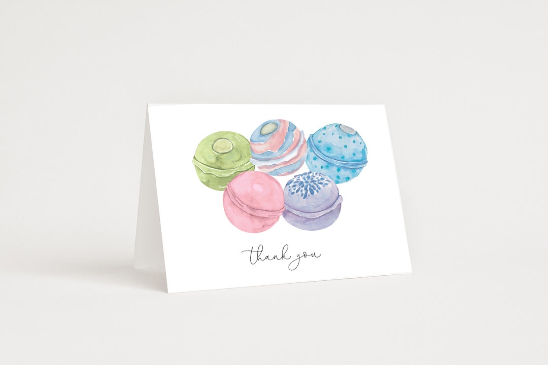 Bath Bomb Birthday Party Thank You Card | Girl Bath Bomb Birthday Party ...