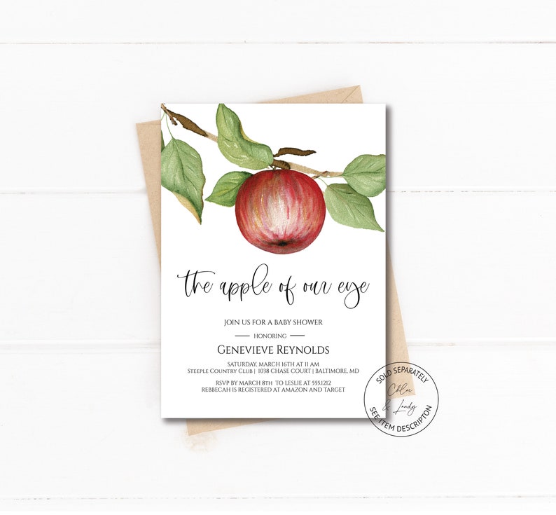 Apple Baby Shower Sign Apple Favor Table Sign Printable | Etsy