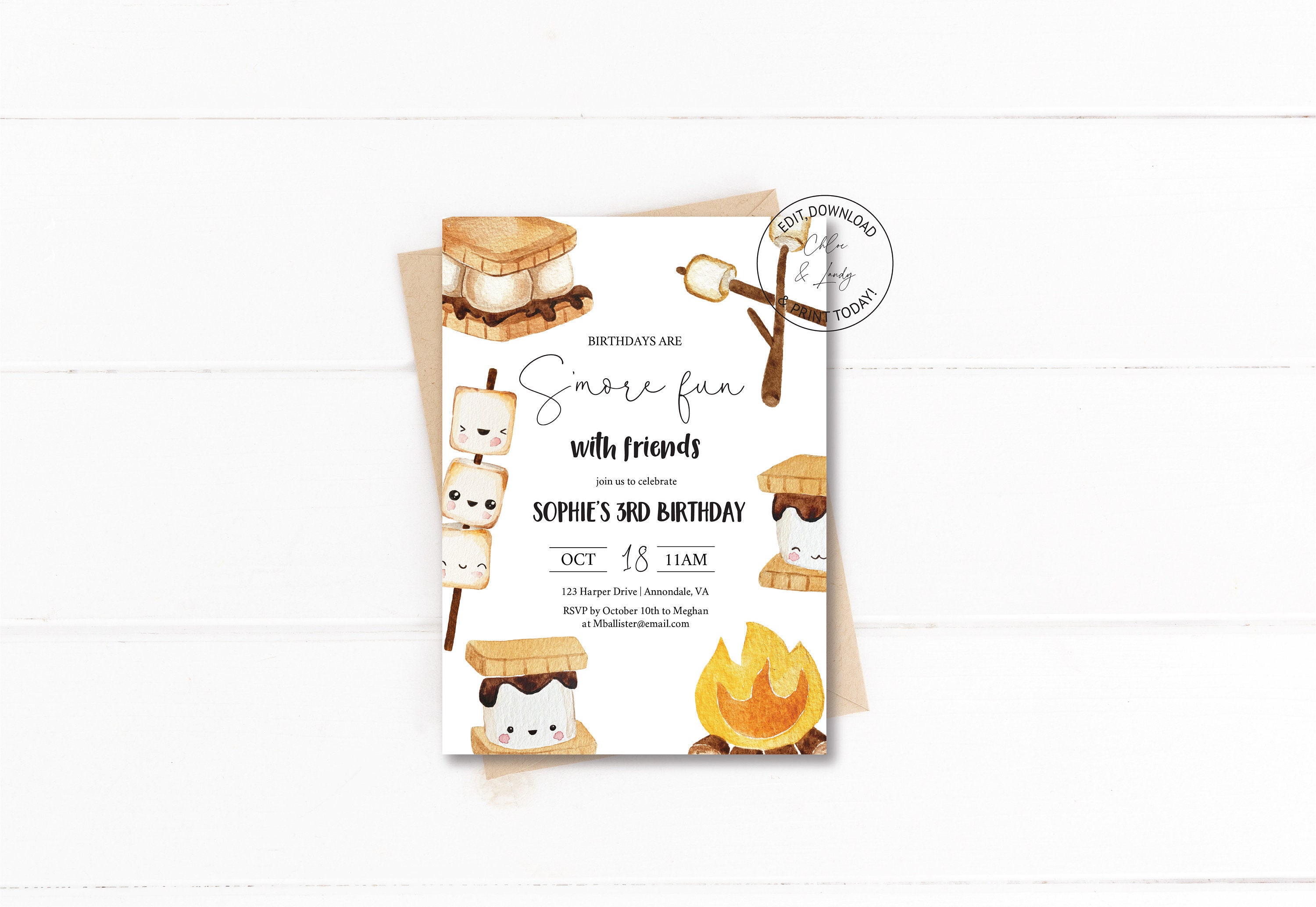 S'mores Birthday Party Invitation Backyard Bonfire - Etsy