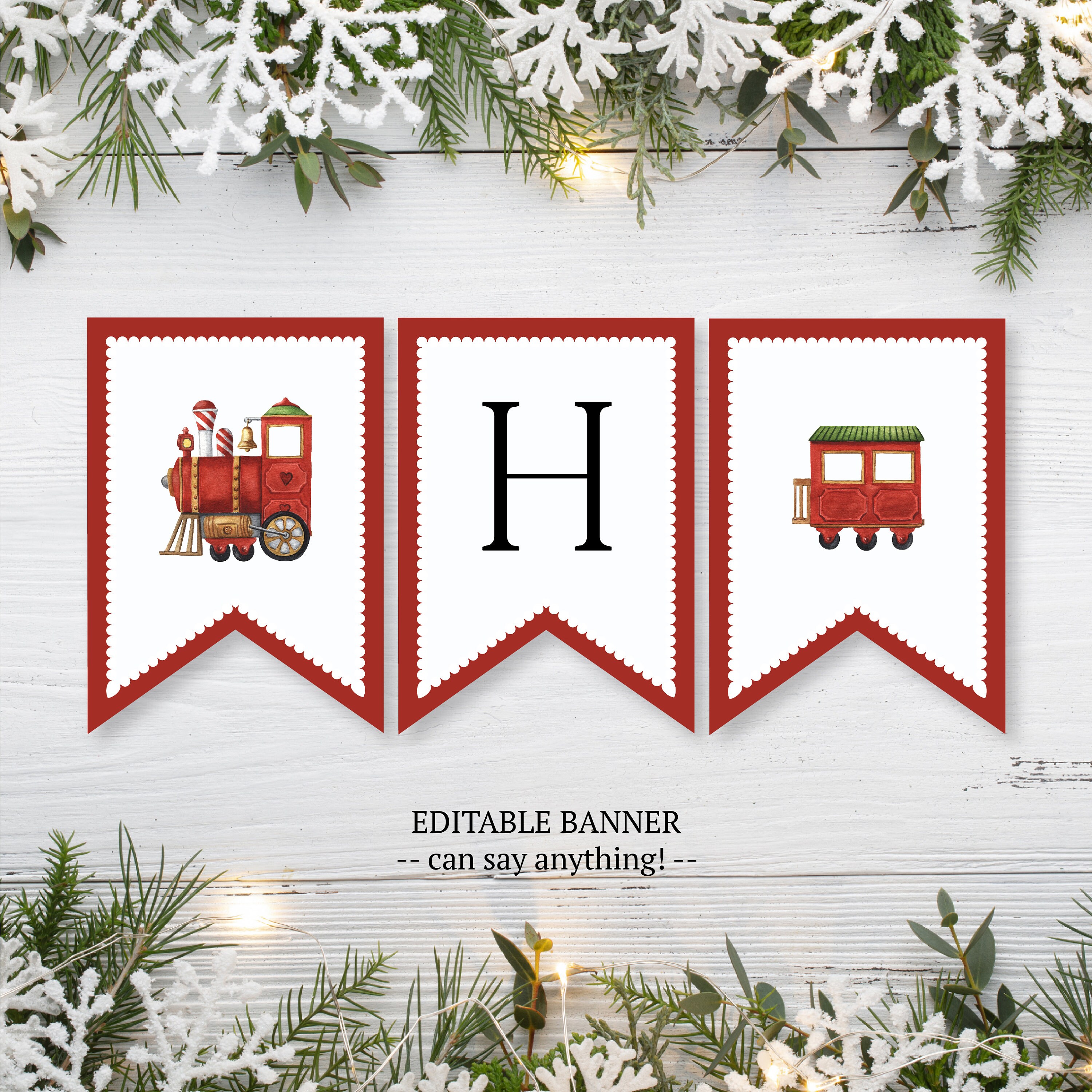 EDITABLE Train Birthday Party Banner | Printable Train Banner ...