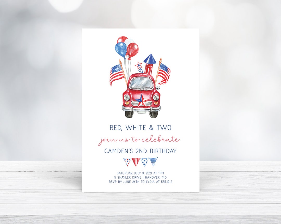 Fourth of July 2nd Birthday Invitation | July 4th Red White and Two ...